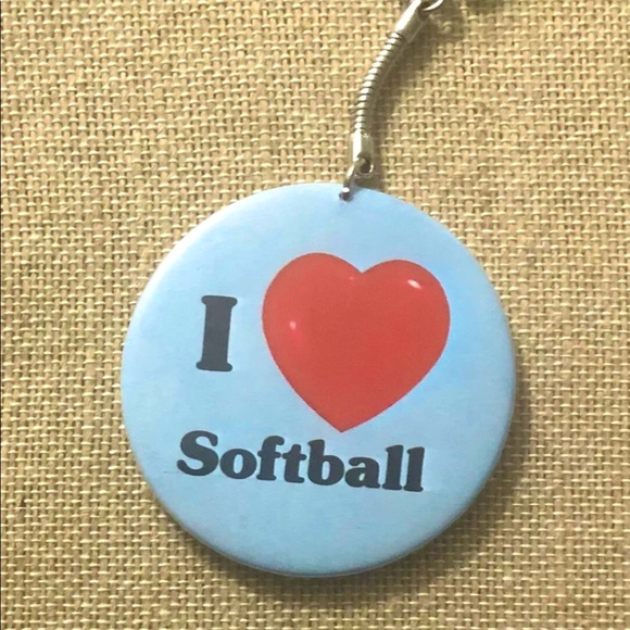 Accessories | I Love Softball Vintage Sports Round Metal Button Key ...